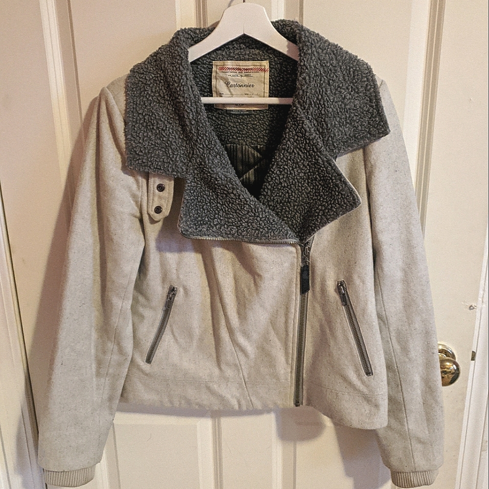 Anthropologie Cartonnier Sherpa Collar Wool Moto Jack… - Gem